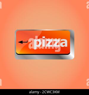 Computer keyboard with blue pizza word on enter key,, vector ...