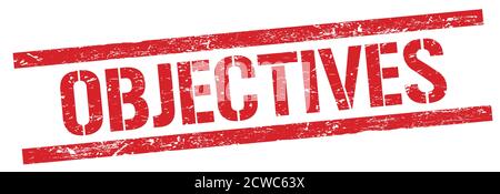 OBJECTIVES red grungy rectangle stamp sign Stock Photo - Alamy