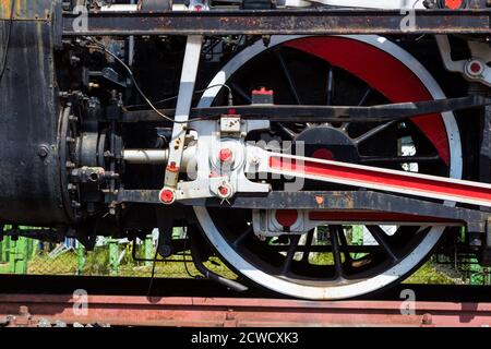 Steam locomotive no. 324 (1518) exhibited at GYSEV railway station ...