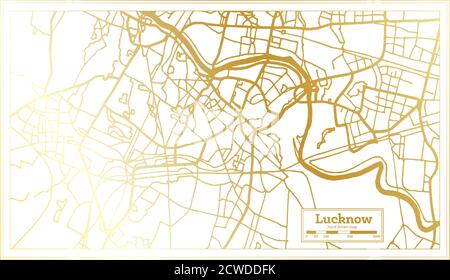 Lucknow India City Map in Retro Style. Outline Map. Vector Illustration ...