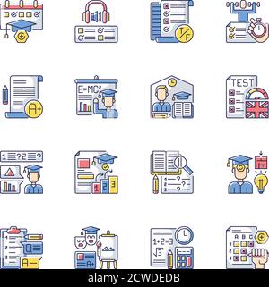 Examination line icons collection. Assessment, Evaluation, Testing ...