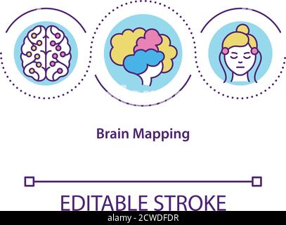 brain mapping neuroscience neurology line icon vector. brain mapping ...