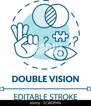 blurred double vision disease symptom line icon vector illustration ...