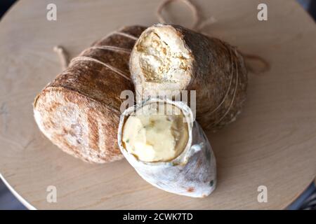 Turkish goat's milk cheese Tulum Peyniri. Traditional Food Stock Photo ...