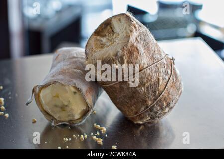 Turkish goat's milk cheese Tulum Peyniri. Traditional Food Stock Photo ...
