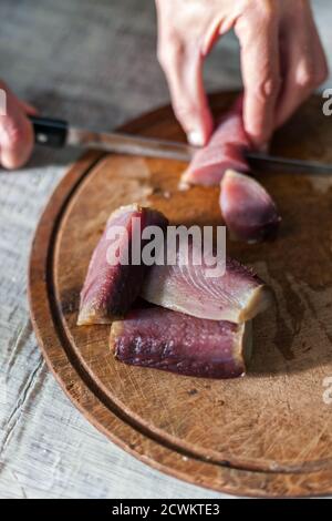 Hands Making Salted Bonito Stock Photo - Alamy