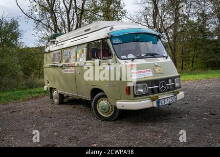 Mercedes 206 D camper from 1970. Komancza, eastern Poland. Europe Stock ...