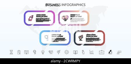 Infographics rectangle with 2 steps, icons. Vector template used for ...