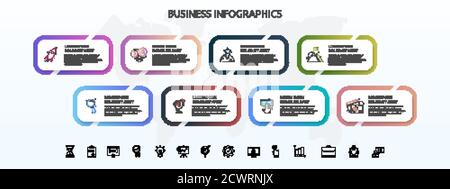 Infographics rectangle with 2 steps, icons. Vector template used for ...