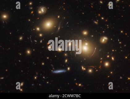Gravitational lensing. Hubble Space Telescope image of the Einstein ...