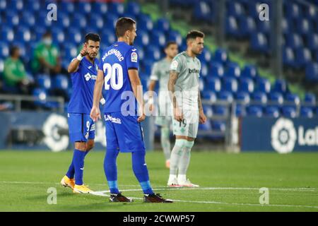 Getafe celebrates a goal during La Liga match between Getafe CF and ...