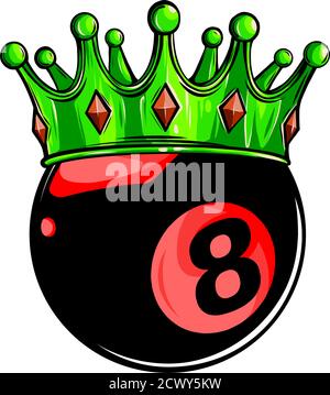 Eight Ball Pool Crown vector illustration design black silhouette Stock ...