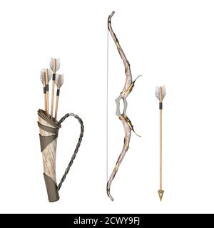 An Indian steel hunting bow with quiver and 20 arrows, 18th century Bow ...