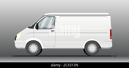 Vector contour small van, cargo car, side view. White blank van ...
