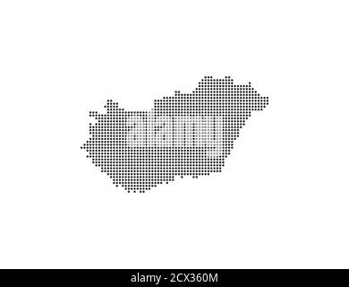 Pixel map of Hungary. The dotted map is on white background. Vector ...