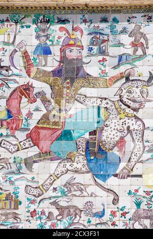 19th century mosaic mural at entrance gate of the Citadel of Karim Khan ...