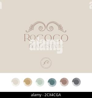 Rococo style design ornaments template. Rococo logo, emblem, sign ...