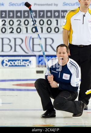 Nova Scotia skip Jamie Murphy directs Jordan Pinder, left, and Mike ...