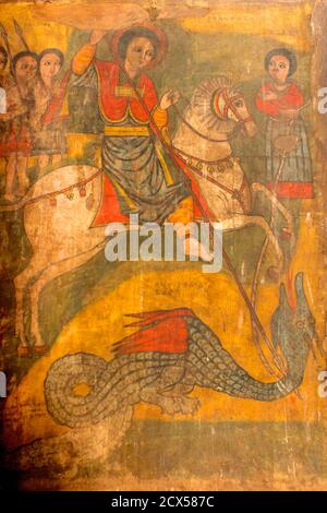 Ethiopian painting of St George and the Dragon Stock Photo - Alamy