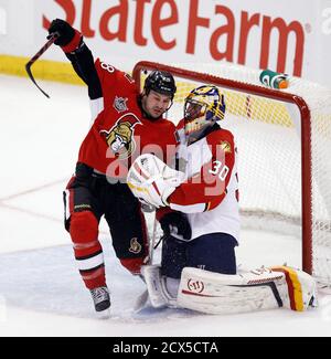 Florida Panthers goalie Scott Clemmensen is shown during warmups before ...