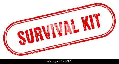 Survival kit sign or stamp on white background, vector illustration ...