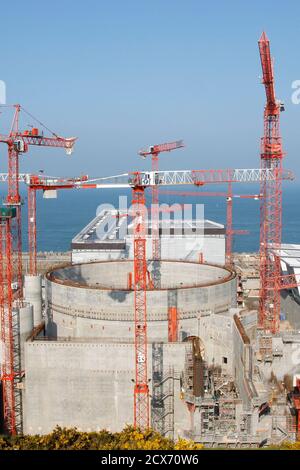 General view of Flamanville EPR 3 Nuclear Power Plant, at Flamanville ...