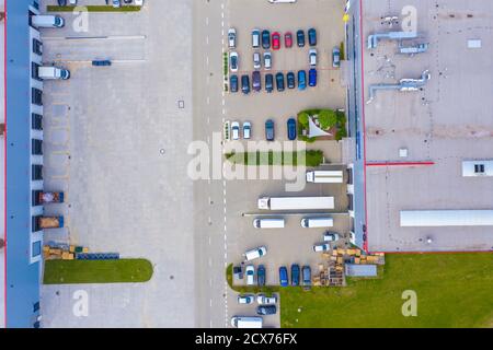 Typical light industrial and small business office viewed from above ...