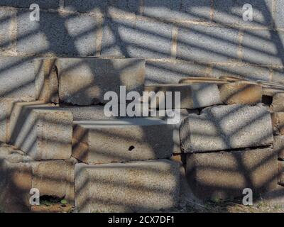 Pallet of Concrete Cinder Blocks, Grey Uniformed brick Shapes building ...