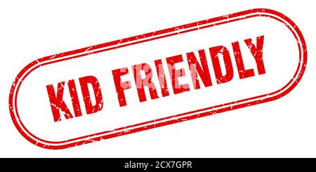 kid friendly stamp. rounded grunge sign on white background Stock ...