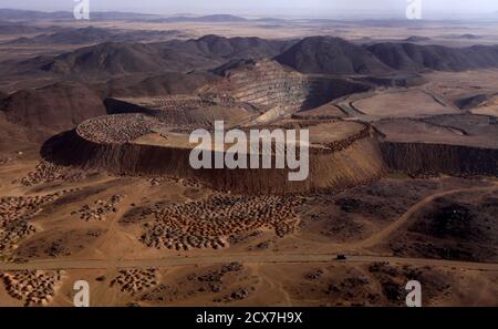 Aerial view of open pit oil shale mining Stock Photo - Alamy