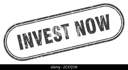 invest now stamp. rounded grunge sign on white background Stock Vector ...