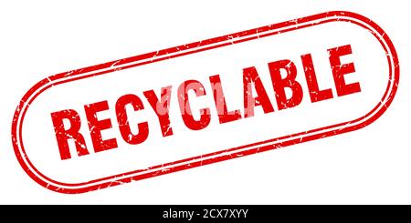 recyclable stamp. rounded grunge sign on white background Stock Vector ...