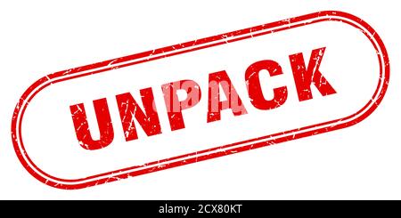 unpack stamp. rounded grunge sign on white background Stock Vector ...
