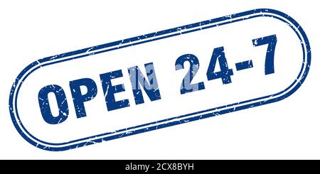 open 24 7 stamp. rounded grunge sign on white background Stock Vector ...