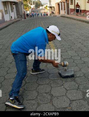 Trompo, traditional game in Ecuador played indoor making it dance Stock ...