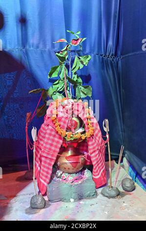 hindu culture light water leaves flower diyo diya kalash nepali ...