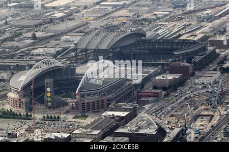 Professional baseball and football stadiums in downtown Seattle ...