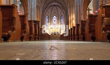 Sion Switzerland , 3 July 2020 : Interior view of Valere Basilica with ...