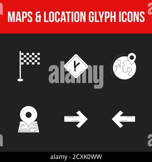 Set of beautiful maps & location glyph icons Stock Vector Image & Art ...