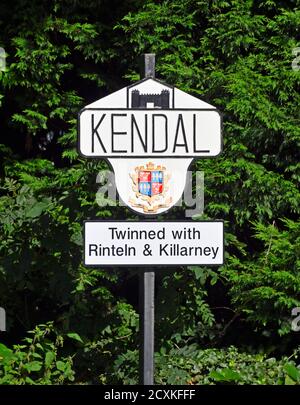 KENDAL TOWN COAT of ARMS and Latin moto Kendal Cumbria England UK Stock ...