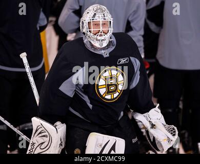 Boston Bruins goalie Tim Thomas during an NHL hockey game against the ...