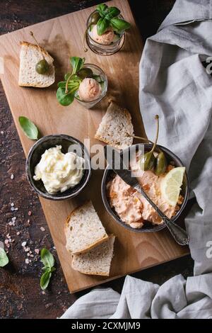 Sliced salmon with butter Stock Photo - Alamy