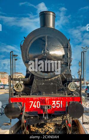 Italian steam locomotive in the station of Turin Ponte Mosca (Italy ...