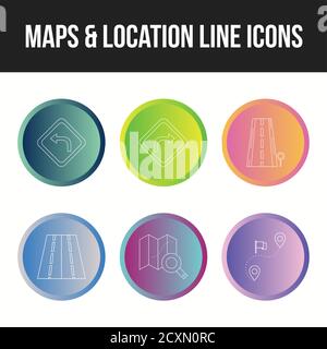 Beautiful maps & location unique line icon set Stock Vector Image & Art ...