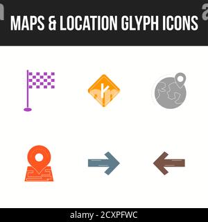 Set of beautiful maps & location glyph icons Stock Vector Image & Art ...