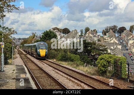 GWR Class 800 train First Class sign on carriage at Paddington Station ...