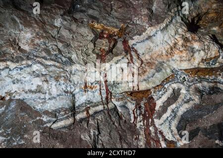 Spectacular example of a mineral pipe vein, mainly calcite, within ...