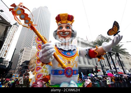 Mardi Gras float in the Rex parade on Fat Tuesday. New Orleans, LA, USA ...