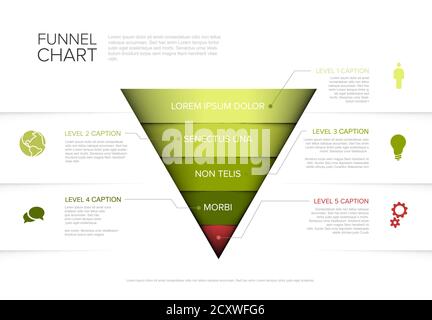 Vector Infographic 4 level layers funnel template with droplet pointers ...