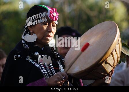 Kultrun ritual drum from the Mapuche culture, Chile and Argentina ...